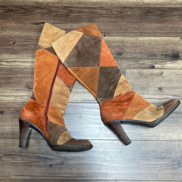 Shoes | Vintage 6s70s Suede Leather Patchwork Boots | Poshmark